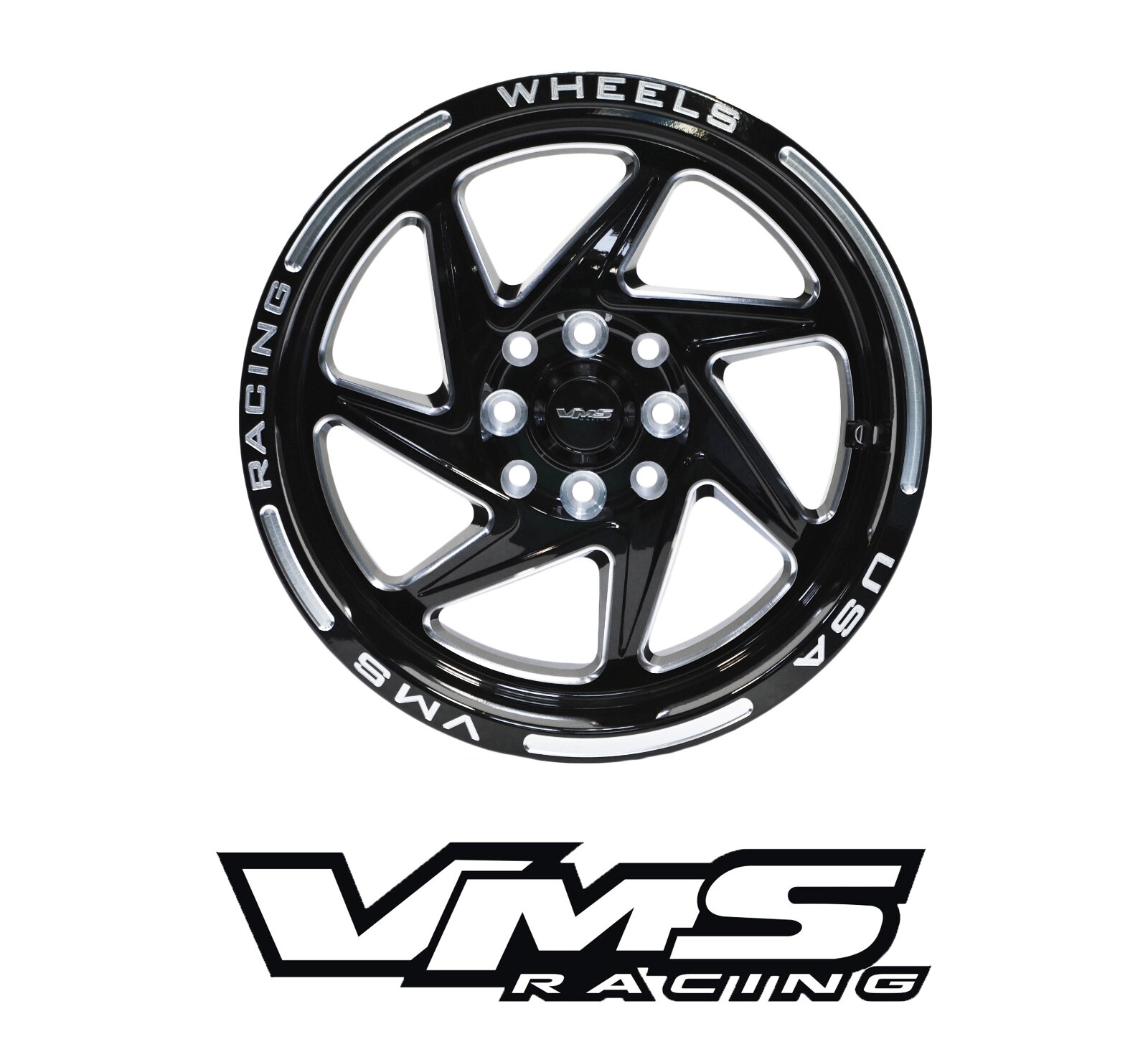 15X8 VMS RACING TYPHOON BLACK POLISHED DRAG RIMS WHEELS 4X100/4X114 ...