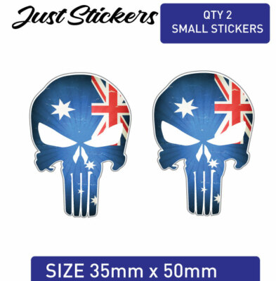 PUNISHER SKULL AUSTRALIAN FLAG sticker decal car , laptop, bike ...