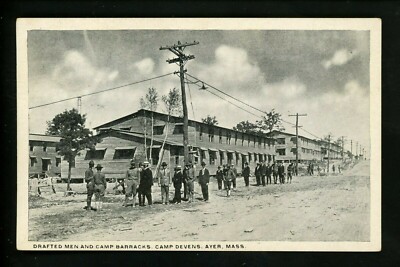 Military Base postcard Camp Devens Ayer Massachusetts MA Camp Barracks ...