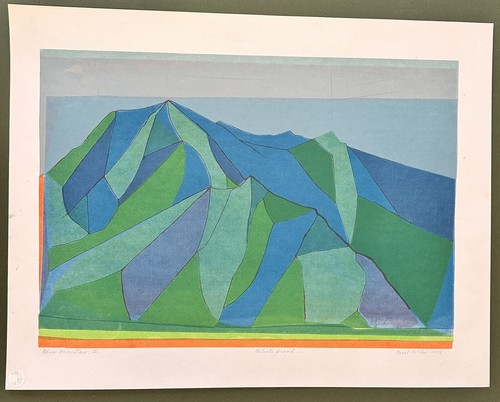 Carol Kessler SILKSCREEN Print “Blue Mountan II” 1973 Signed, Artist ...