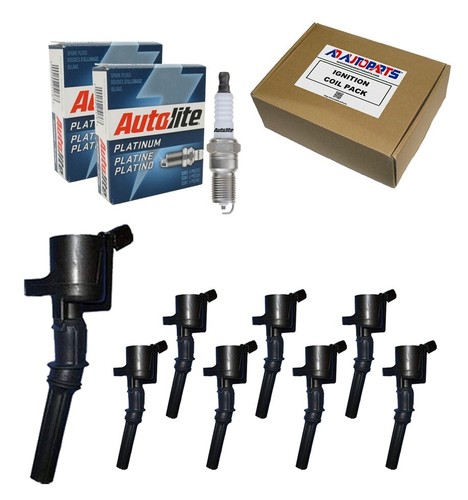 8 Ignition Coils + 8 Autolite AP104 Platinum Spark Plugs For 97-08 Ford ...