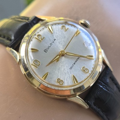 Vintage BULOVA Yankee Clipper E men's automatic watch 11AFAC Linen dial ...