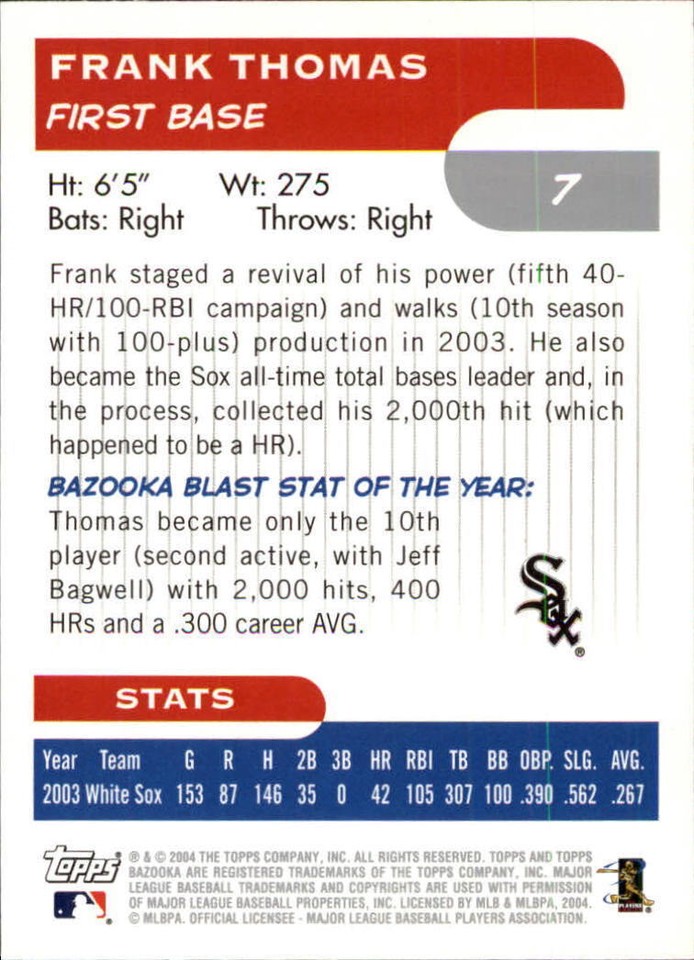 2004 Bazooka #7 Frank Thomas - NM-MT | eBay
