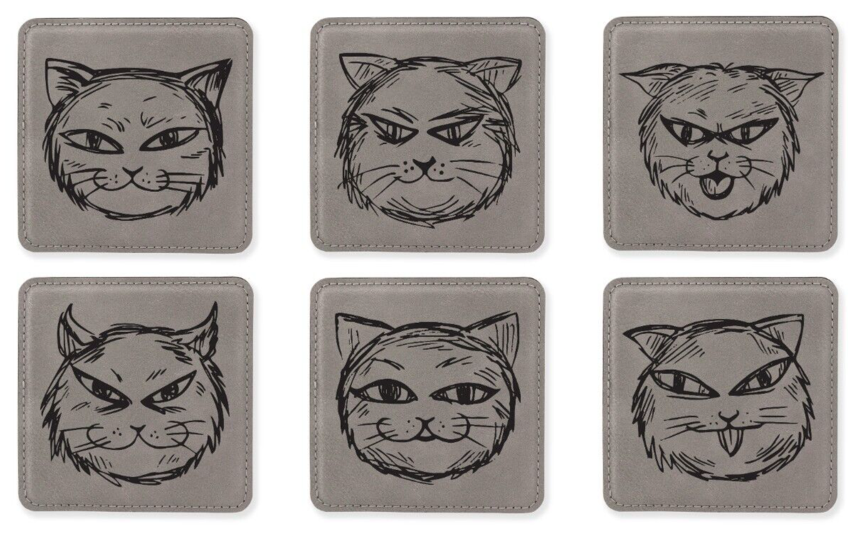 Cute Cat Coasters for drinks Coaster set with holder-Birthday,Wedding ...