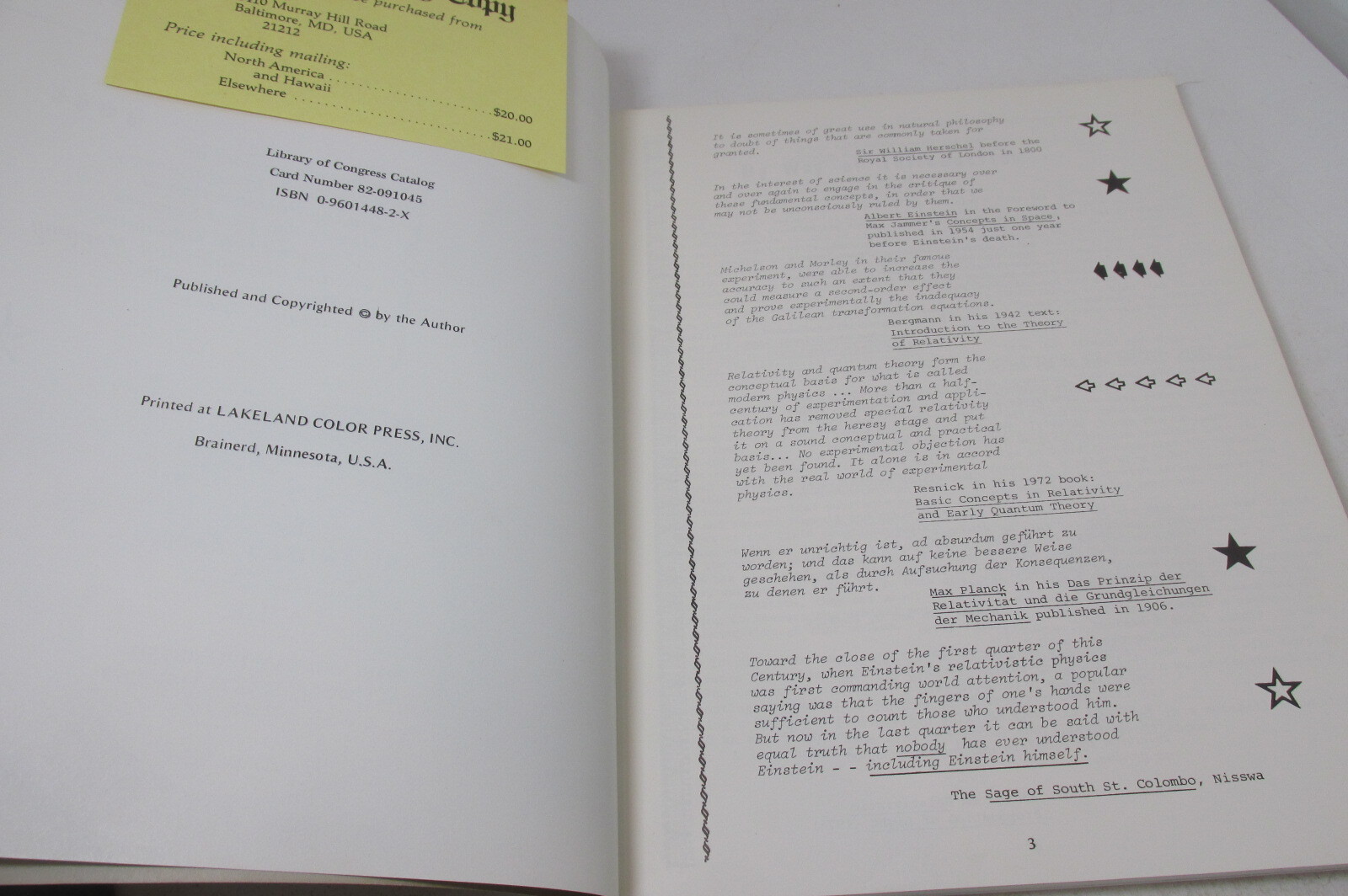 A Reminder on E=mc2, m=m0(1-v2/c2)-1/2, & N=N0e.., etc by Carl Andrew ...