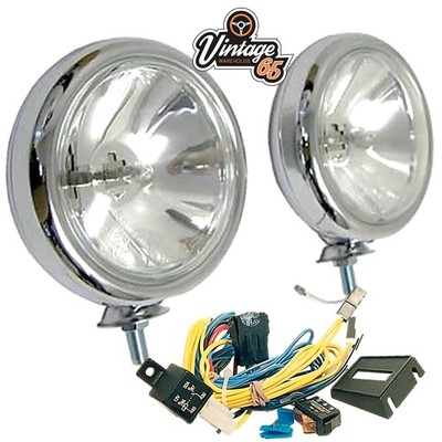 Classic Car New Front Chrome 55w Spot Lights Driving Lamps Pair ...