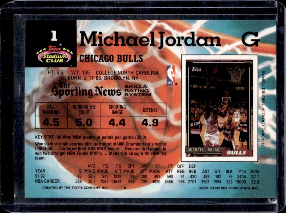 1992-93 Topps 93 Stadium Club Michael Jordan #1 Bulls | eBay