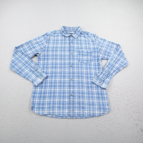 APC Shirt Mens Medium Blue White Plaid Button Up Linen Blend Rue Madame ...