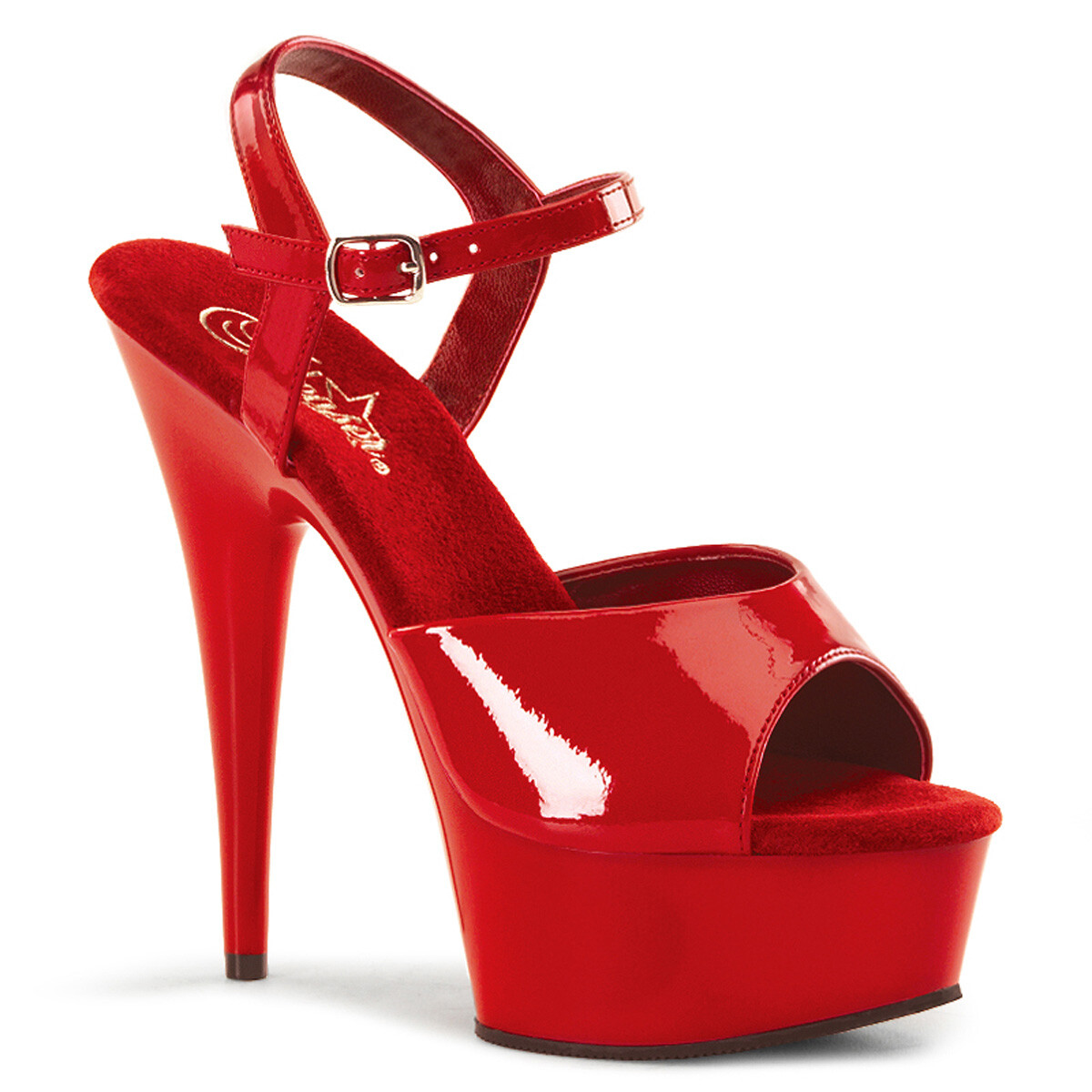 Red High Heel Shoes With Ankle Strap