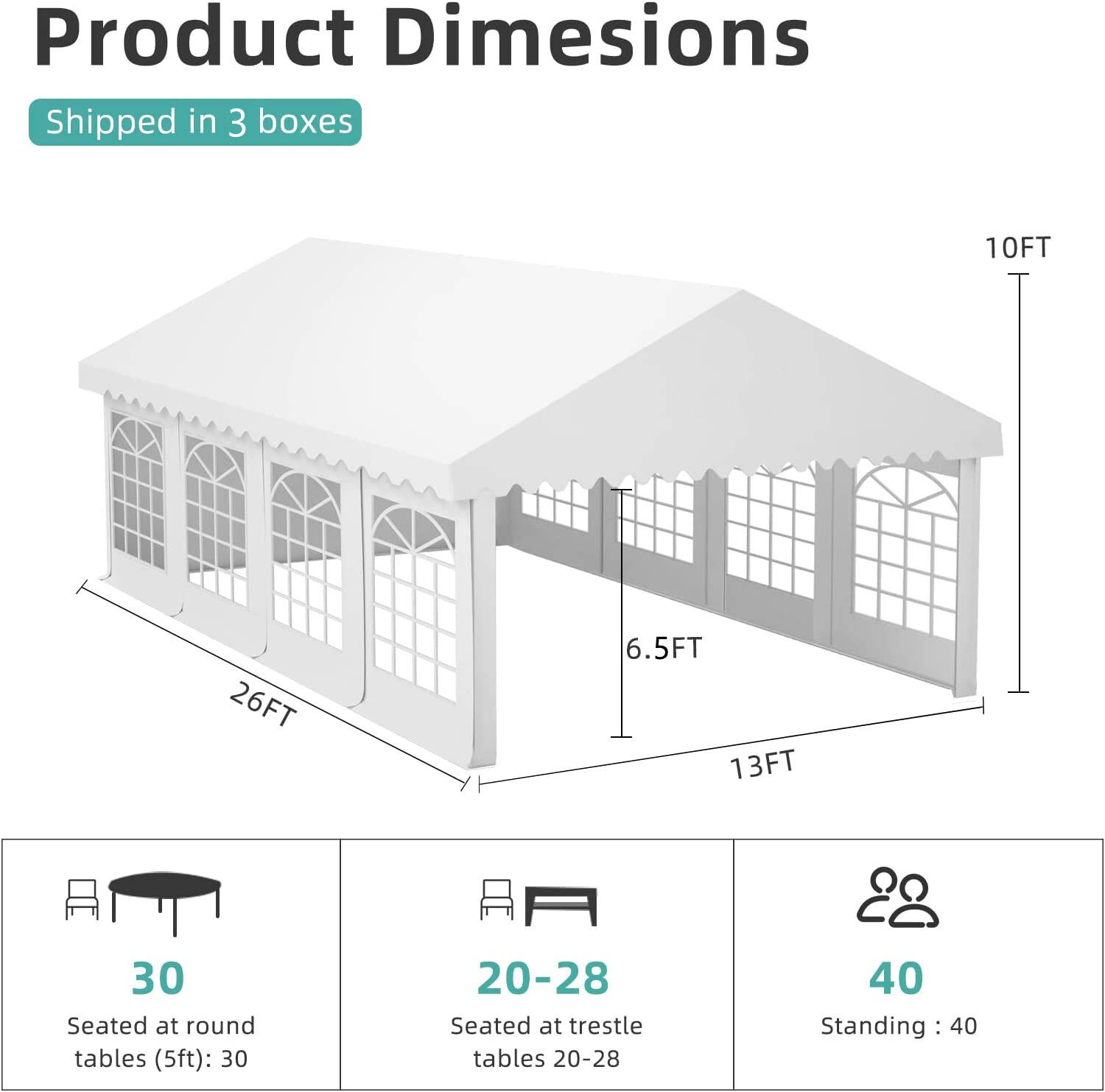 Outdoor Party Tent 20x40' 16x32' 13x26' 16x20' for Wedding Event Gazebo ...