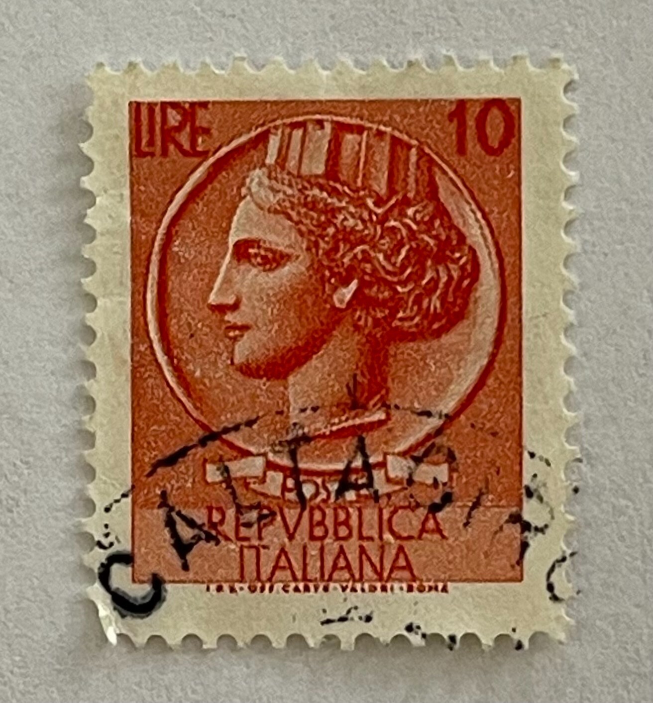 Poste Repubblica Italiana 10 Lire Postage Stamp Italy Roma Cancelled | eBay