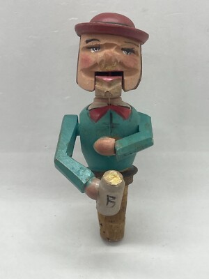 Vintage Mechanical Wooden Man Drinking Bottle Stopper | eBay