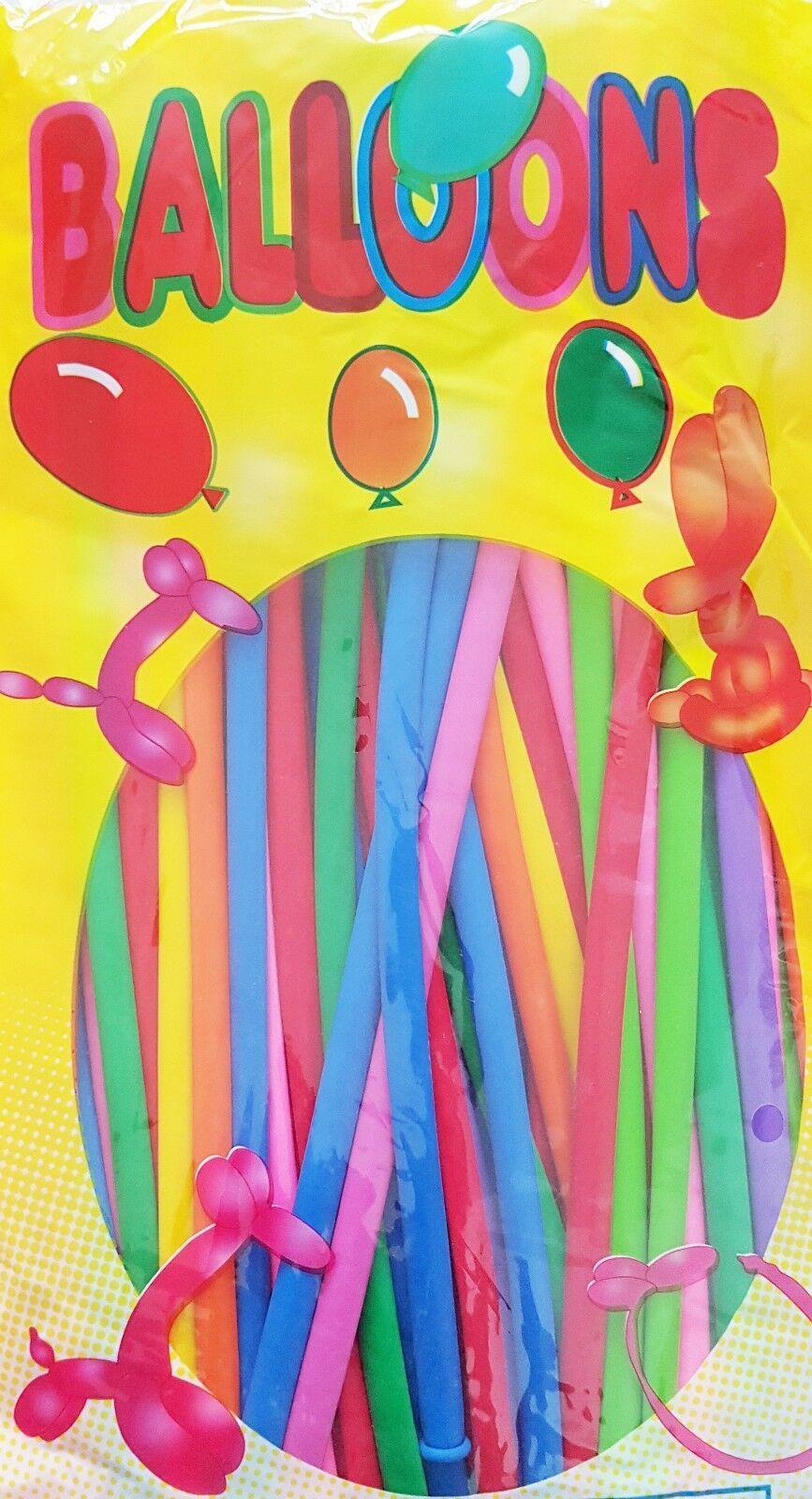 100 x Long Modelling Balloons Latex Plain Balons 260Q Twisting Magic ...