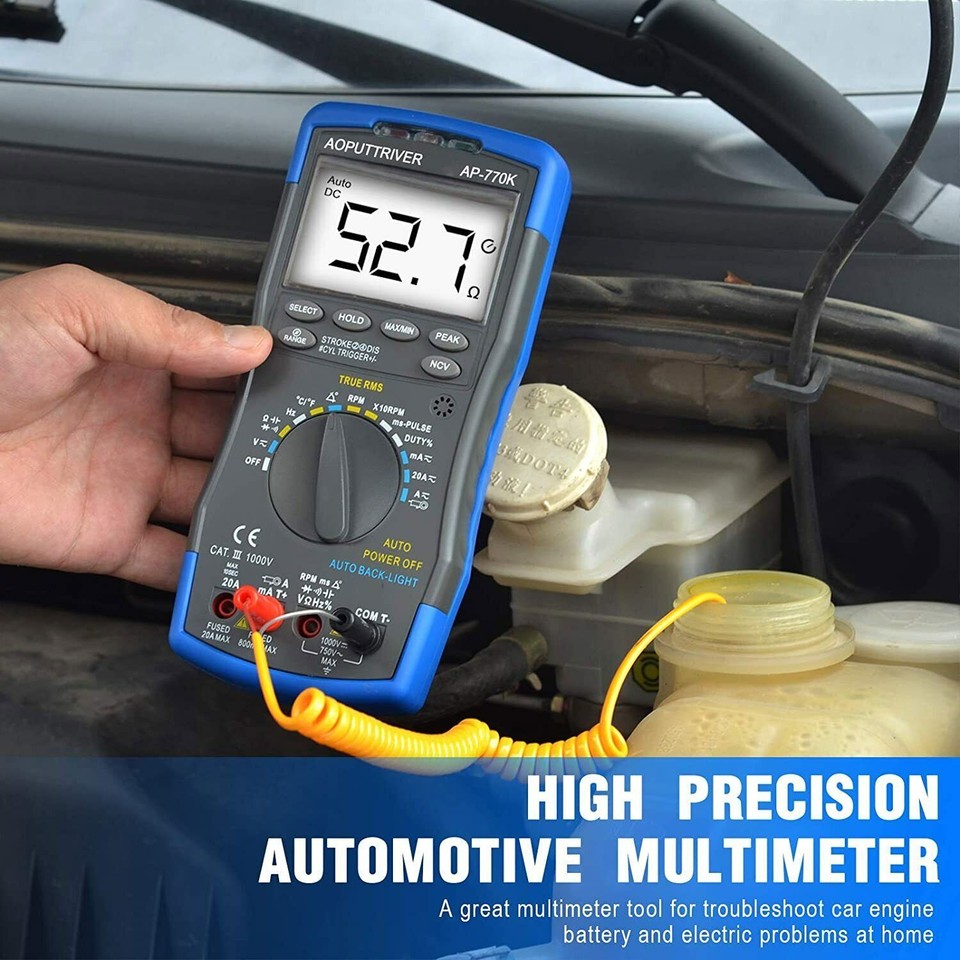 Automotive Multimeter Engine Analyzer AC DC Current Tach RPM Dwell ...