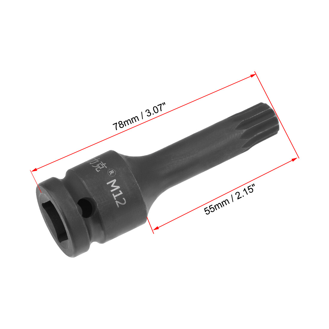 1/2" Drive x M12 12mm Impact Triple Square Spline Bit Socket Metric 3 ...