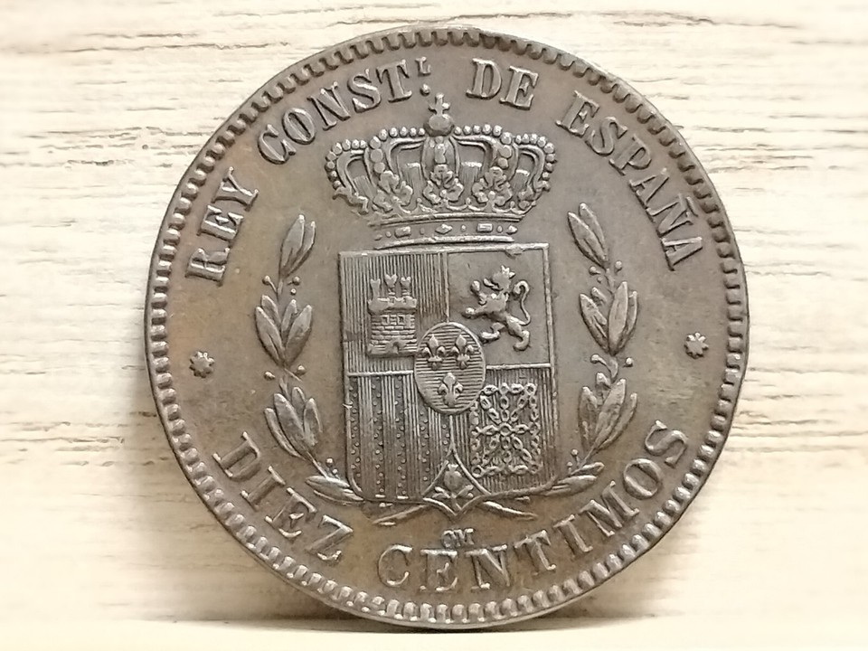 1878 OM 10 Centimos Spain Bronze Coin Barcelona Mint (Alfonso XII) | eBay