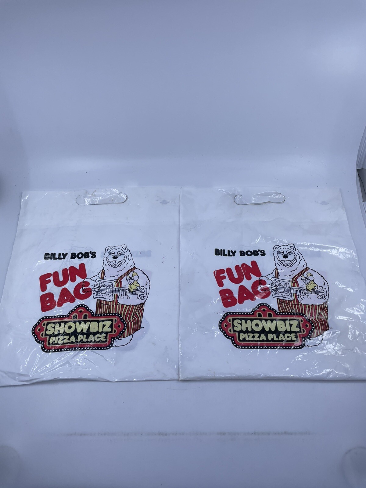VTG Showbiz Pizza place Billy Bob’s Fun Bag plastic bag lot of 2 B1 | eBay