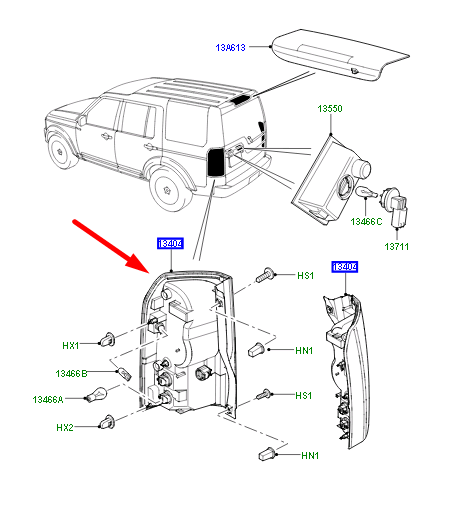 OEM Land Rover Discovery IV L319 Rear Right Taillight LR036163 Genuine ...
