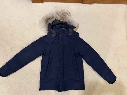 Canada Goose Men's Wyndham Parka Size Small With Fur In Blue | eBay
