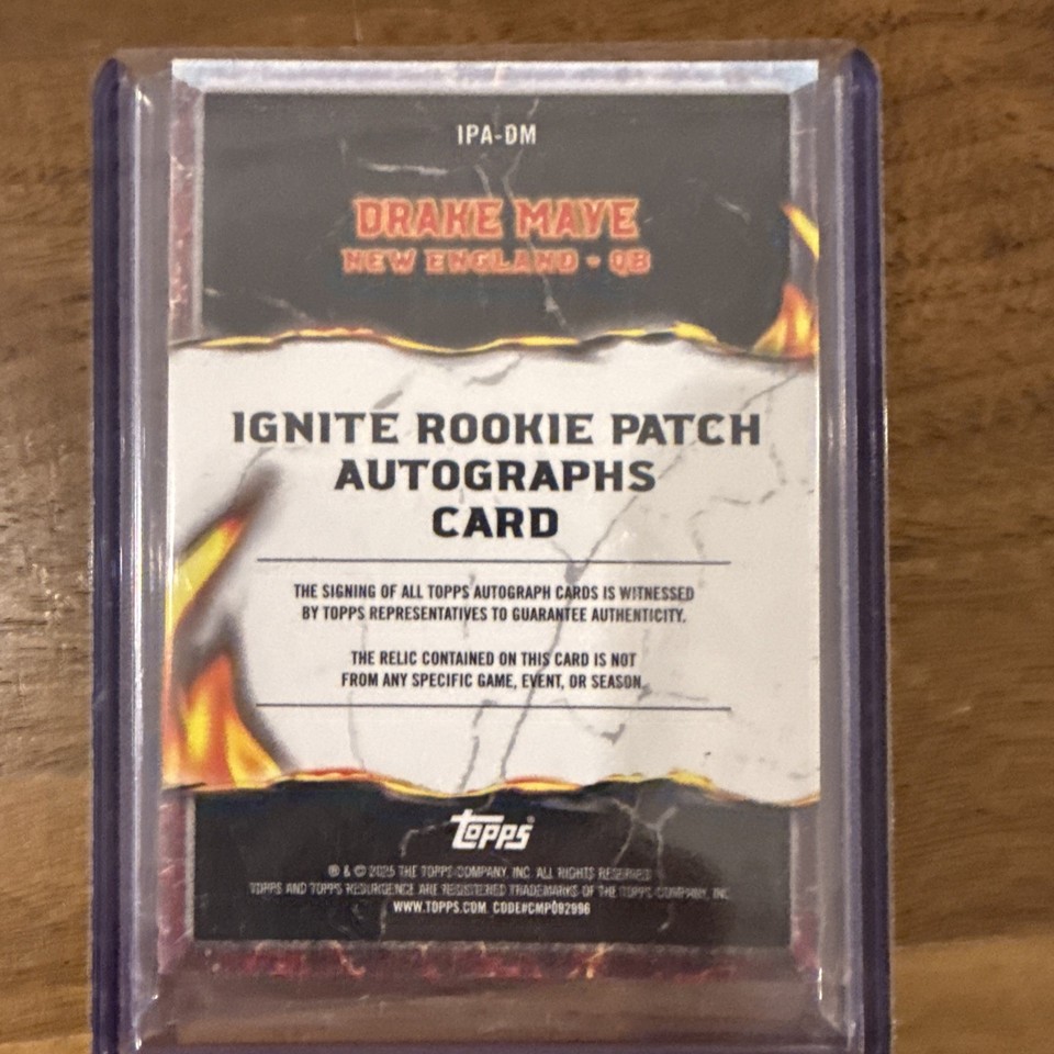 2024 Topps Resurgence Drake Maye Ignite Rookie Patch Auto Purple Surge ...