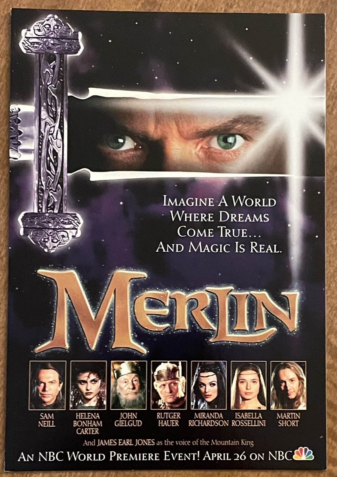 Merlin NBC TV Series Sam Neill Helena Bonham Carter Vintage 1998Promo ...
