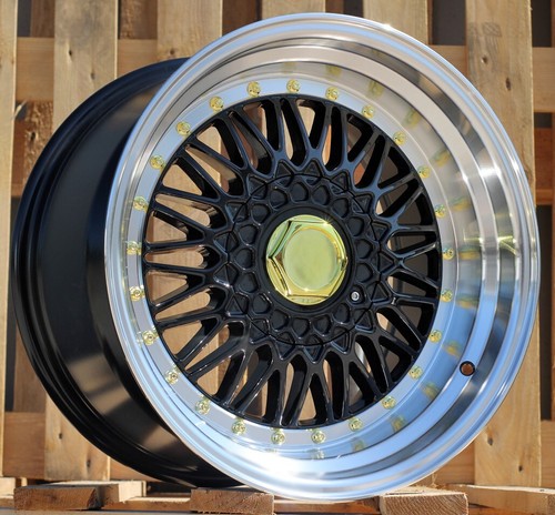 Voxx Super RS Style R17 alloy wheels 4x100 / 4x114 Retro Black Pol Lip ...