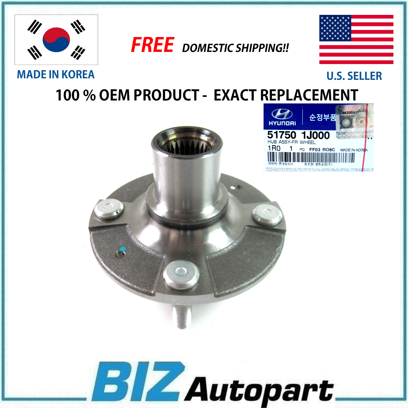 Genuine Front Wheel Hub for 2012-2017 Hyundai Accent Kia Rio 51750 ...