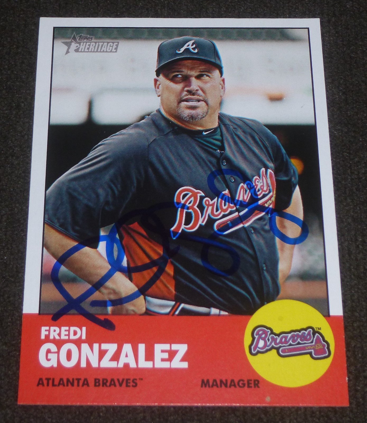 FREDI GONZALEZ SIGNED 2012 TOPPS HERITAGE CARD #73 ATLANTA BRAVES AUTO ...