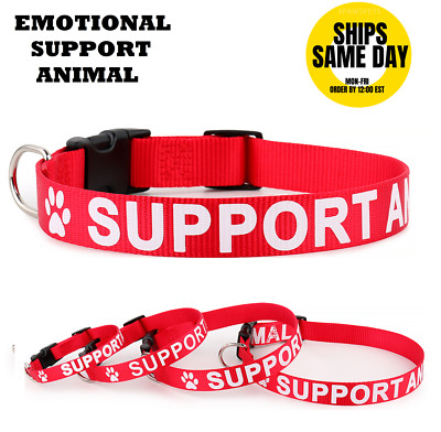 Emotional Support Animal ESA Collar Metal Ring Adjustable Red ESA ...