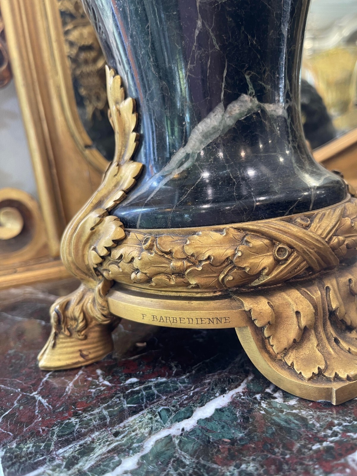 Pr 21" Antique 19thC Signed Ferdinand BARBEDIENNE Gilt Dore Bronze ...