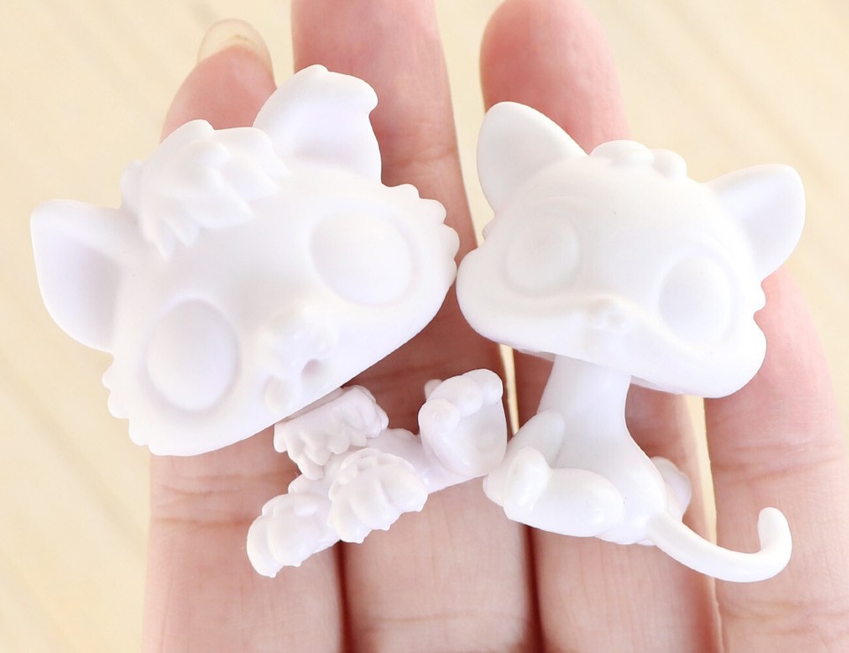 3lot Lps Custom White Base Paint lps Toys Wolf Kitten Baby Husky Puppy ...