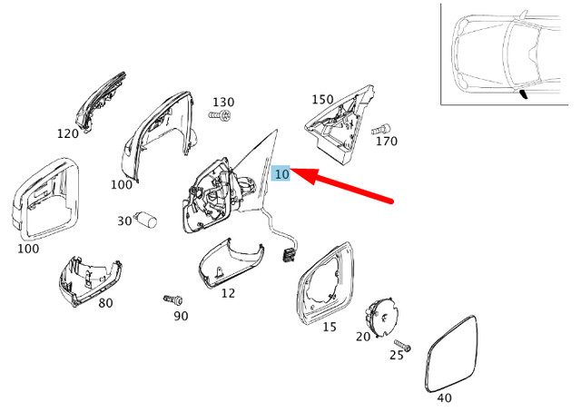 MERCEDES C Class W204 Left Side Mirror 2011 to 2014 A2048102976 Genuine ...