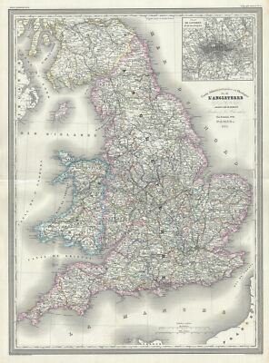 1860 Dufour Map of England and Wales | eBay