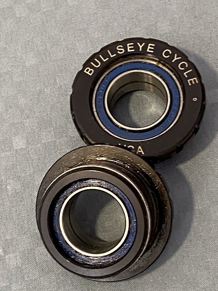 RARE-Bullseye Cycle 🎯 BMX Precision Bottom Bracket Euro Caps Blue Anodized USA | eBay