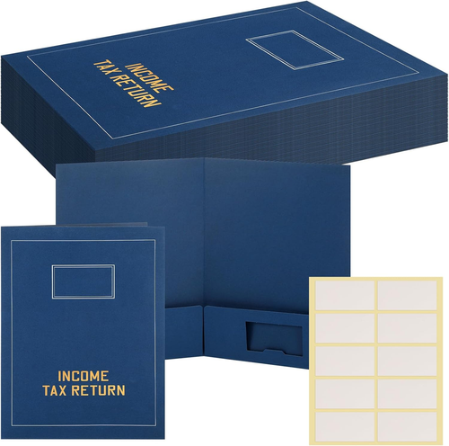 Kisston 25 Pcs Tax Return Folders Bulk 2 Pocket Gold Foil Stamped ...