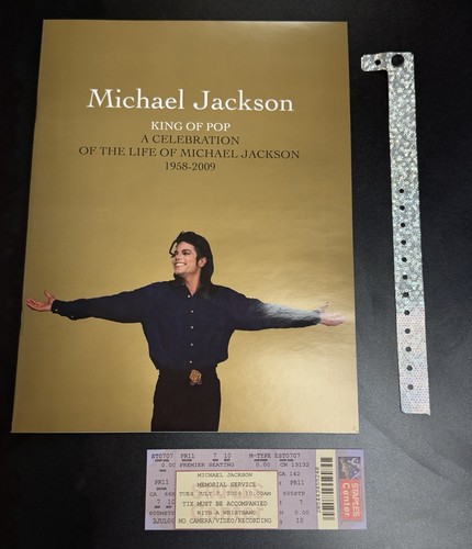 Michael Jackson Memorial Service Program Ticket & Wristband Unused 2009 ...