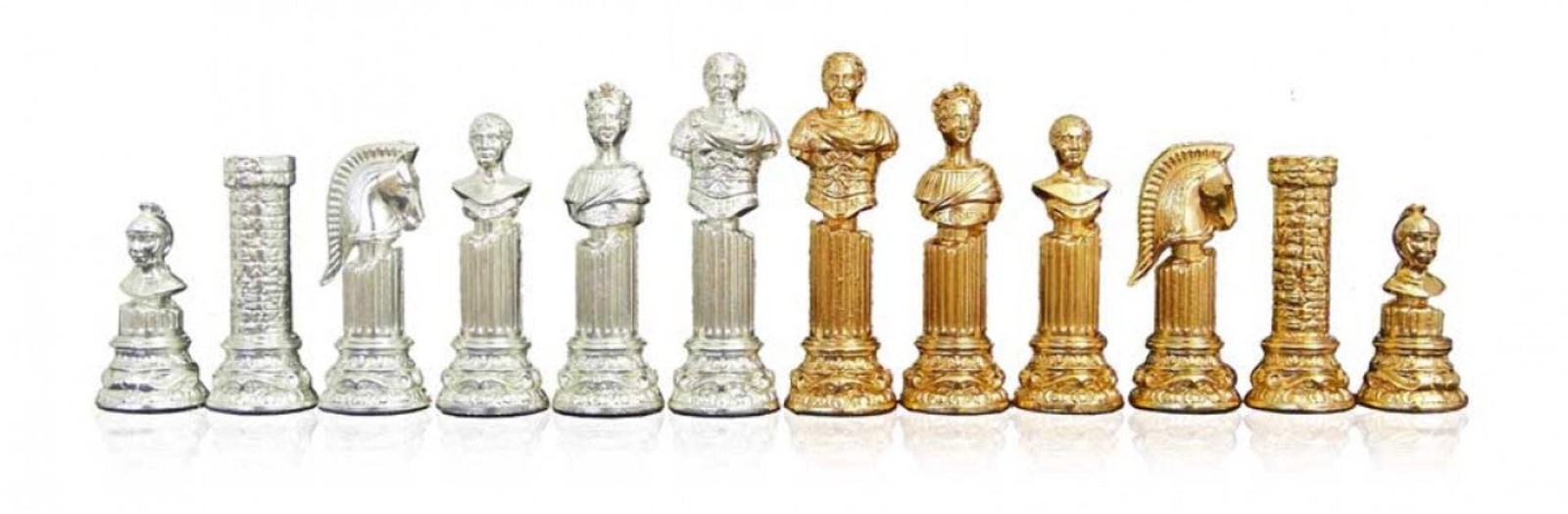 Italfama Roman Bust Metal Chess Pieces, Gold/Silver Plated, King 12Cm ...