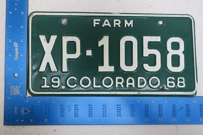 1968 68 COLORADO CO LICENSE PLATE TAG # XP-1058 FARM TRUCK AGRICULTURE ...