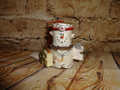 Christmas Tree Ornament Snowman Doctor Doc Tree Stump Snow Man Covered ...