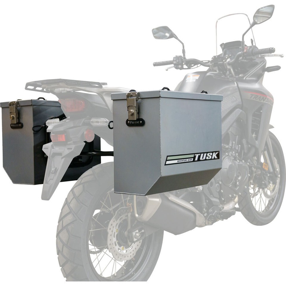 Tusk Panniers With Pannier Racks V2 Large Silver For HONDA TRANSALP ...