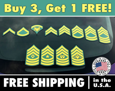 Army Rank Bumper Sticker Decal, Army Stickers, Army Car Decals, US ARMY ...
