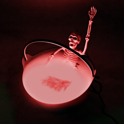 Skeleton Sauna Witch's Cauldron w/ Red Fogger (Multi-Color Options) - 9 ...