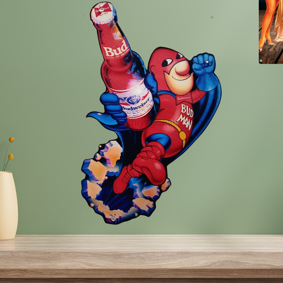 Vintage Style Budweiser Bud Man King of Beers Metal Sign Man cave Bar ...