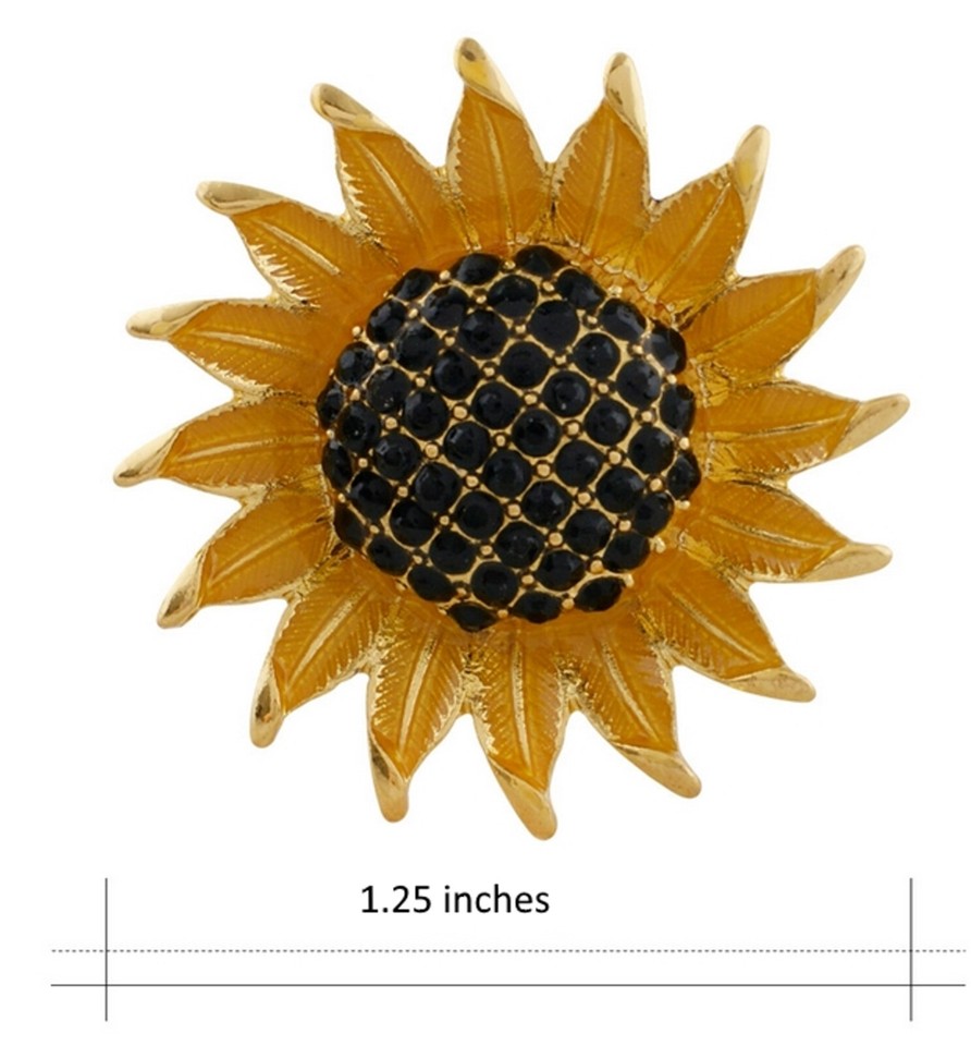 Large Gold Black Rhinestone Sunflower 20mm Snap Charm For Ginger Snaps ...