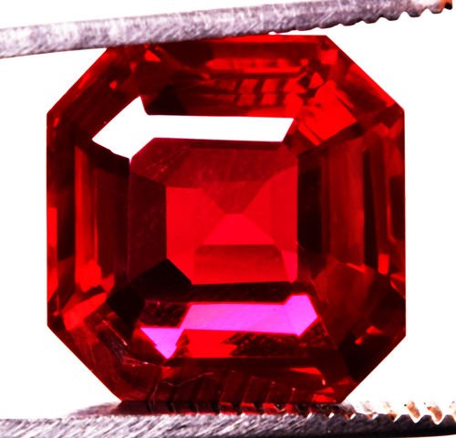 35.35 Cts. Natural Mozambique Red Ruby Square Shape Certified Gemstone ...