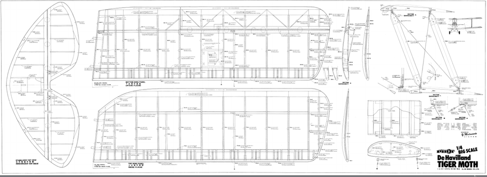 88 inch Tiger Moth Biplane 1/4 Scale RC Model AIrplane Printed Plans | eBay