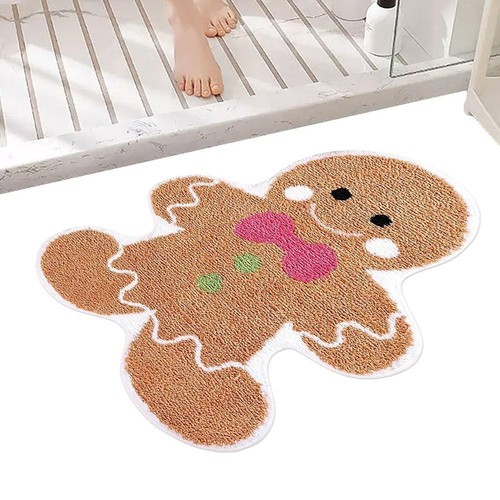 Gingerbread Man Shaped Christmas Doormat Water Absorbing Xmas Carpet ...