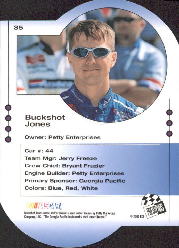 2001 Press Pass Trackside Die Cuts #35 Buckshot Jones | eBay