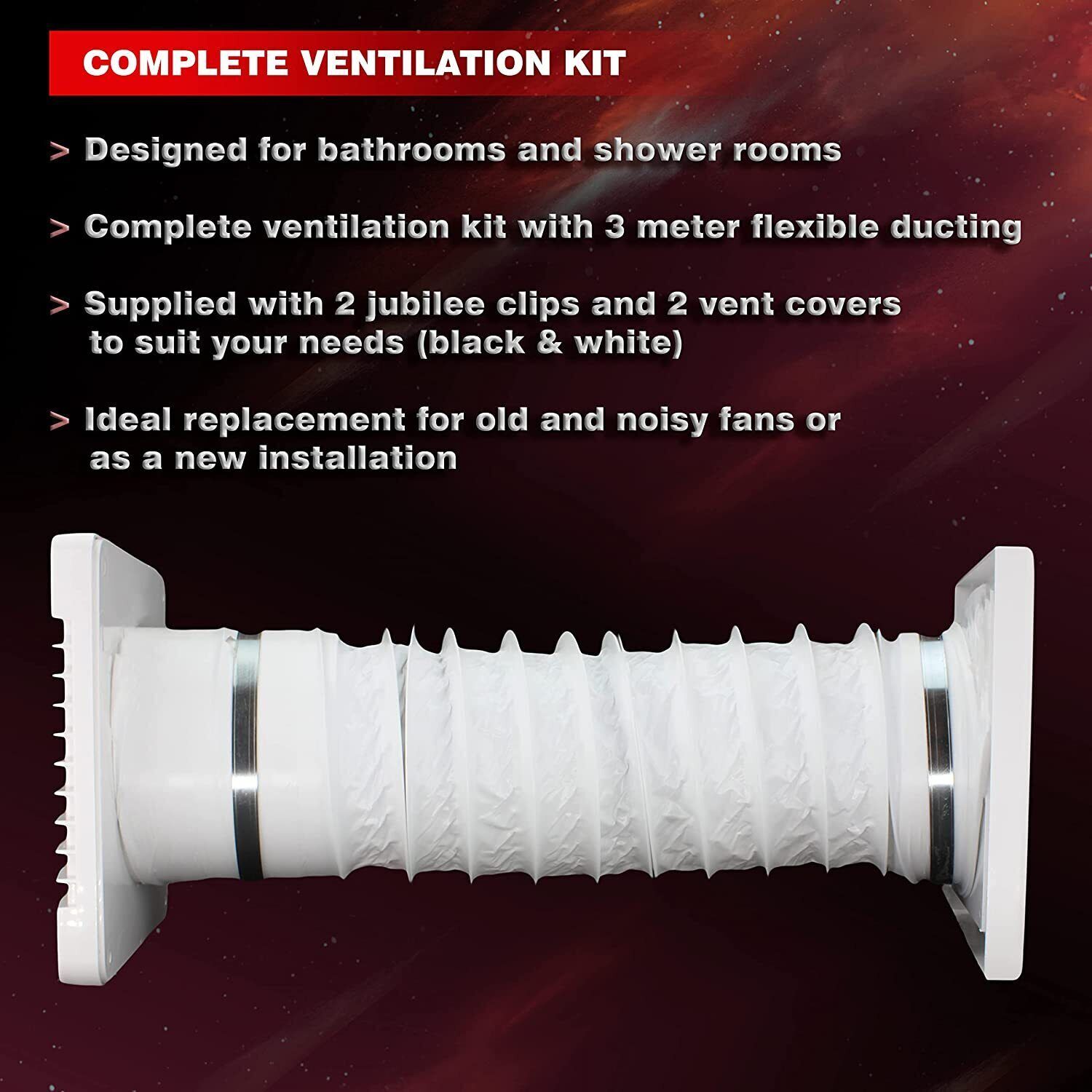 100mm Silent Humidistat Bathroom Fan Extractor Kit with clip for ...