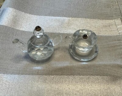 Very Pretty Crystal Tea Pot & Cup With Saucer | eBay